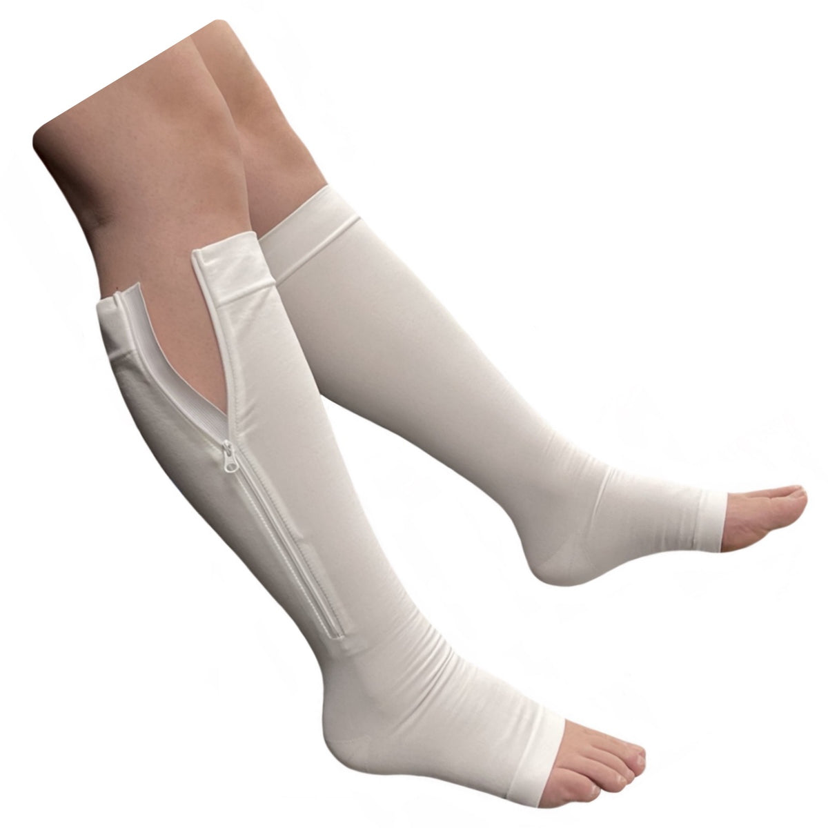 Seniors Care 20-30 mmHg Zipper Compression Leg Swelling Calf Open Toe ...